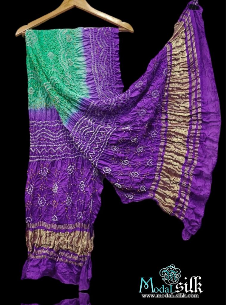 Rama Brinjal Modal Silk Bandhani Dupatta Chandrakhani - Modal Silk ...